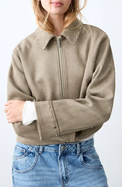 Mango Studded Faux Suede Jacket