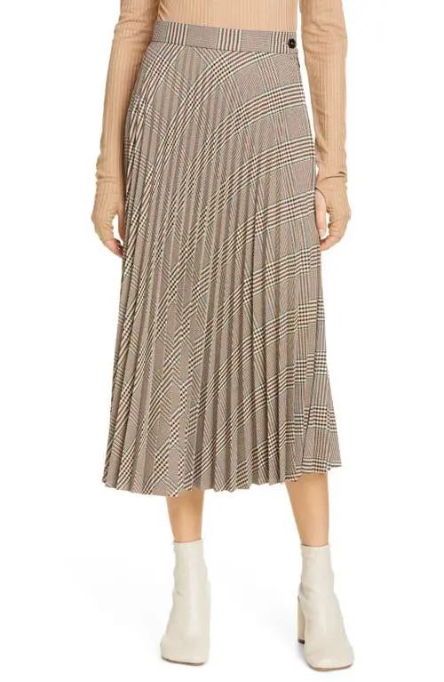 MAISON MARGIELA Plaid Pleated Midi Skirt