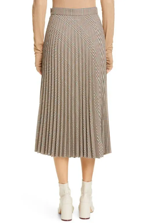 MAISON MARGIELA Plaid Pleated Midi Skirt