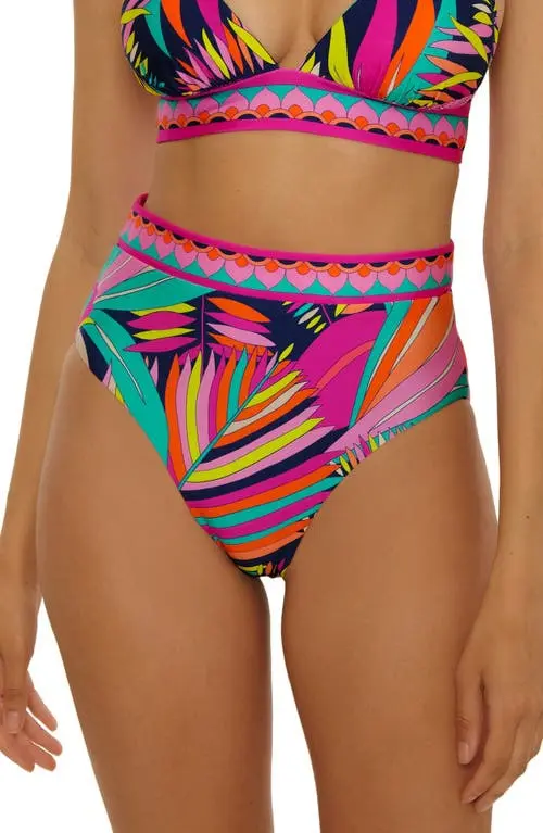 Trina Turk Paralia Reversible High Waist Bikini Bottoms - Multi