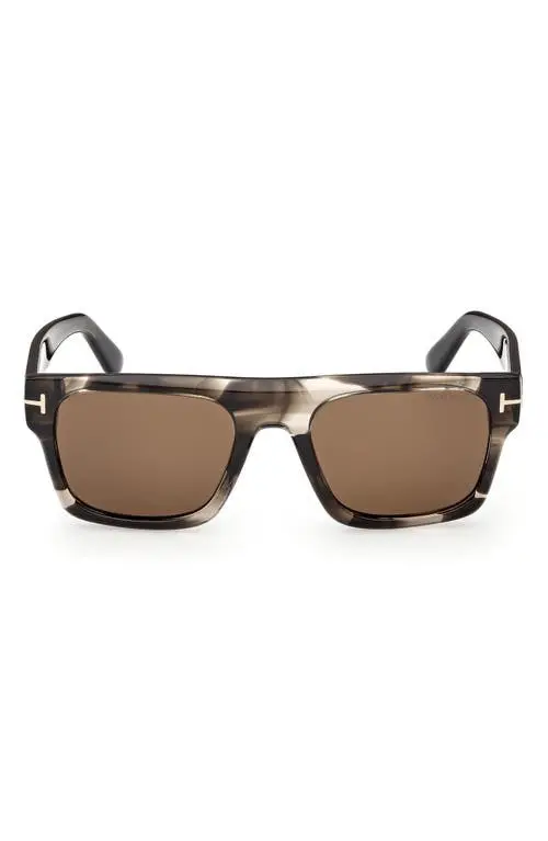 TOM FORD Cyrus 53mm Square Sunglasses - Grey Taupe Stripes/roviex
