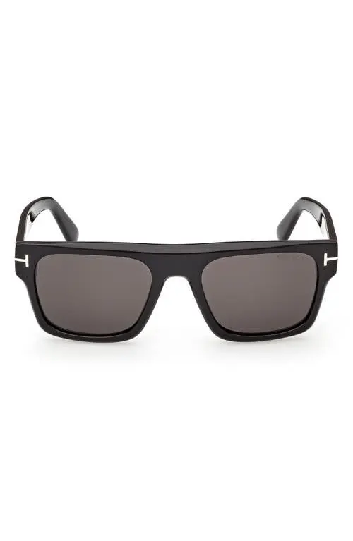 TOM FORD Cyrus 53mm Square Sunglasses - Shiny Black/smoke