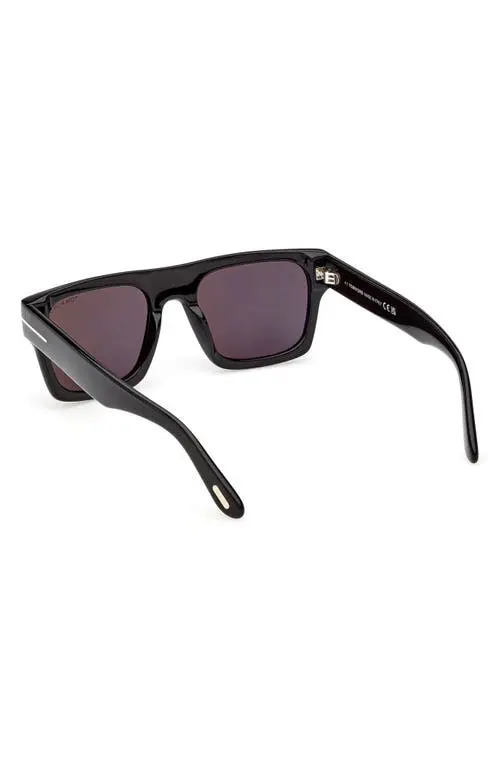 TOM FORD Cyrus 53mm Square Sunglasses - Shiny Black/smoke