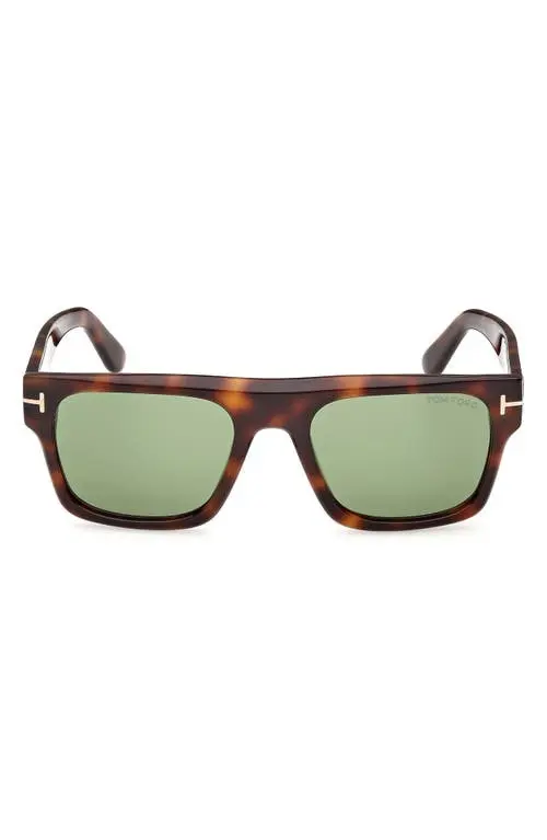 TOM FORD Cyrus 53mm Square Sunglasses - Shiny Havana/vintage Green