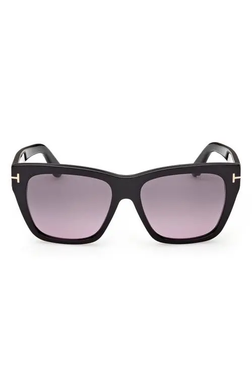 TOM FORD Flynn 55mm Gradient Butterfly Sunglasses - Black/gradient Smoke