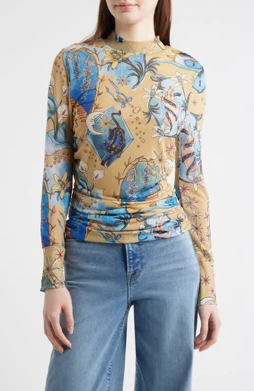 Farm Rio Mixed Print Tulle Top