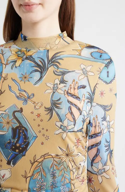 Farm Rio Mixed Print Tulle Top