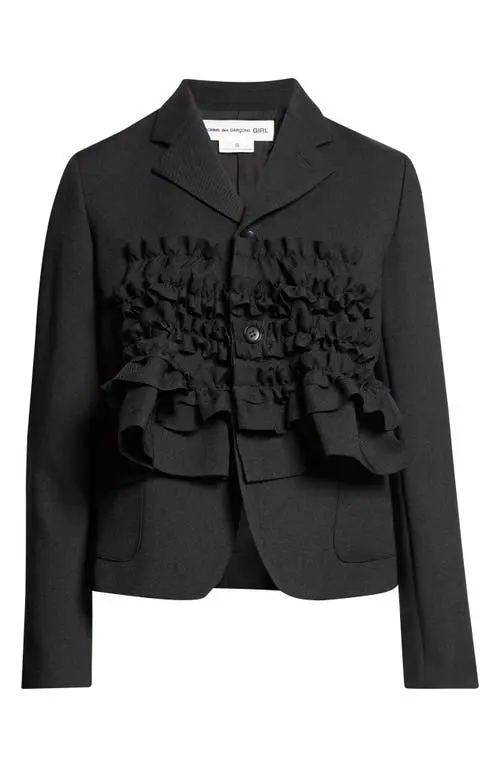 Comme Des Garçons Ruffle Gabardine Jacket - Black