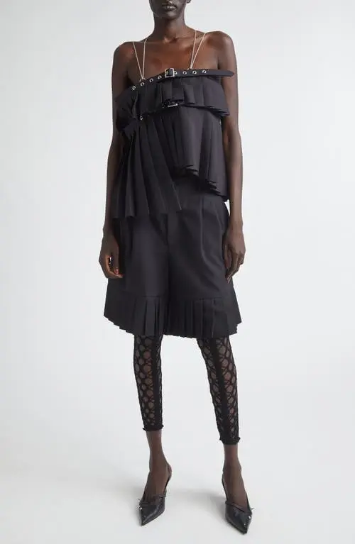 Noir Kei Ninomiya Wool Blend Gabardine Shorts