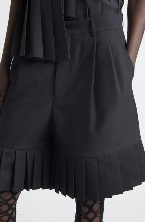 Noir Kei Ninomiya Wool Blend Gabardine Shorts