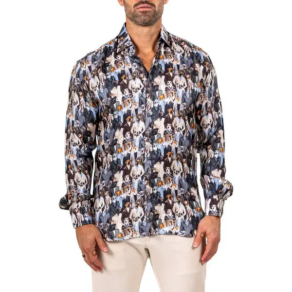 MACEOO Fibonacci Marthy Contemporary Fit Button-up Shirt - Black