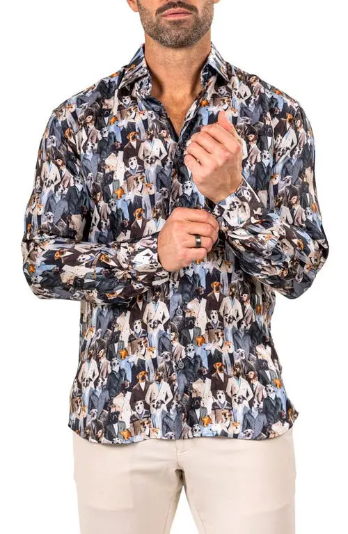 MACEOO Fibonacci Marthy Contemporary Fit Button-up Shirt - Black