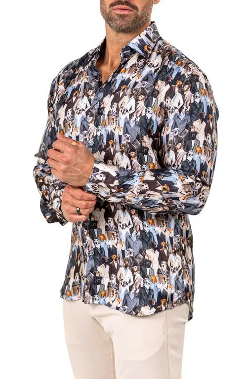 MACEOO Fibonacci Marthy Contemporary Fit Button-up Shirt - Black