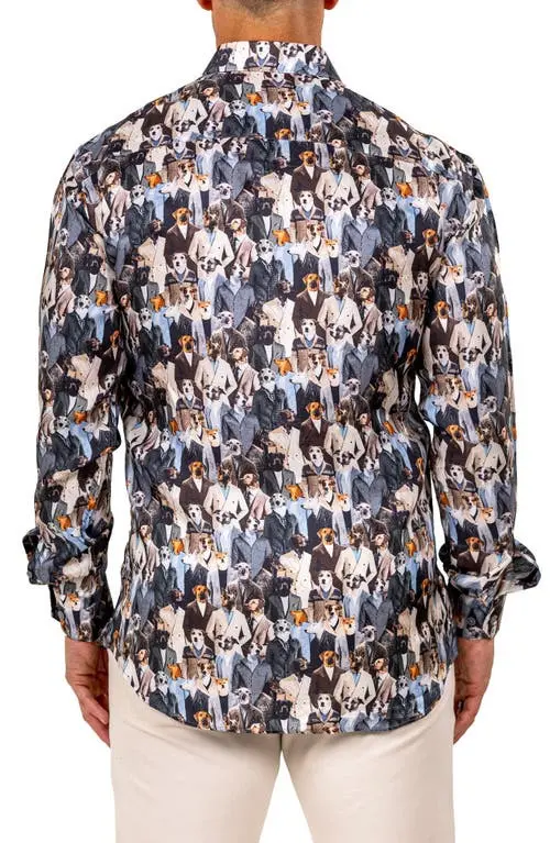 MACEOO Fibonacci Marthy Contemporary Fit Button-up Shirt - Black