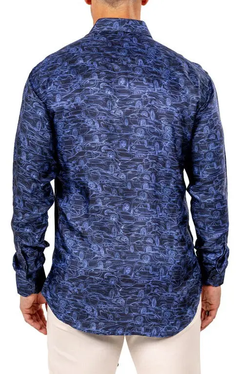 MACEOO Fibonacci Marthy Contemporary Fit Button-up Shirt - Blue