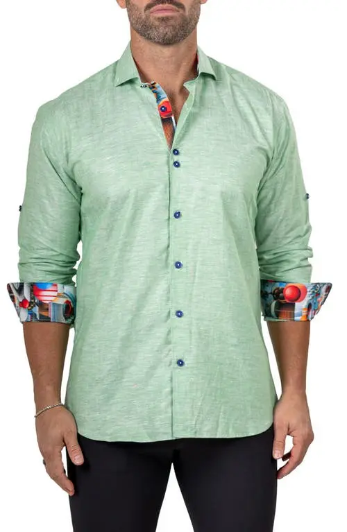 MACEOO Eins Marthy Contemporary Fit Button-up Shirt - Green