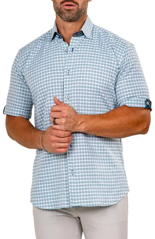 MACEOO Galileo Marthy Short Sleeve Cotton Button-up Shirt - Green