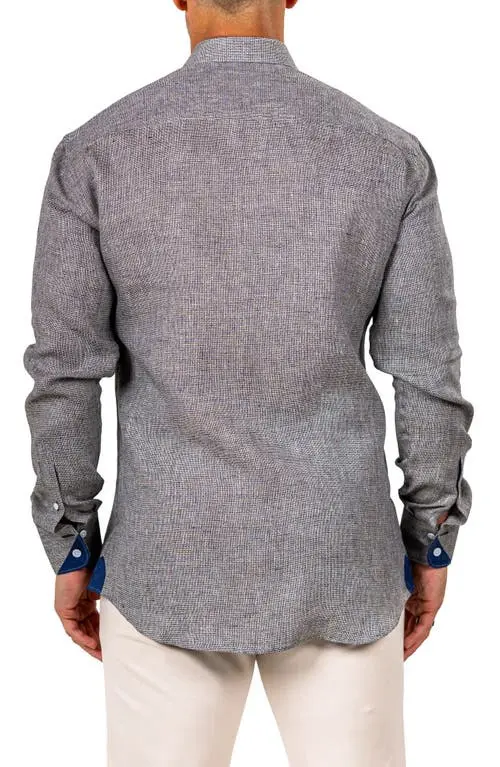 MACEOO Eins Marthy Contemporary Fit Linen Button-up Shirt - Grey