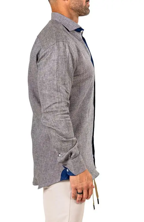 MACEOO Eins Marthy Contemporary Fit Linen Button-up Shirt - Grey