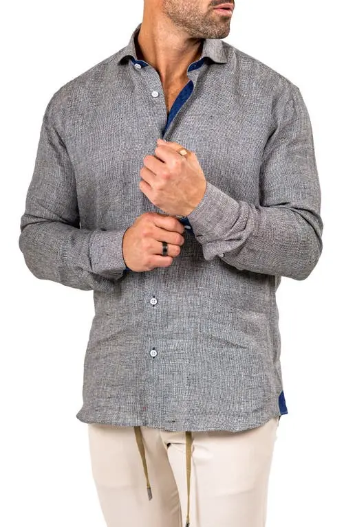 MACEOO Eins Marthy Contemporary Fit Linen Button-up Shirt - Grey
