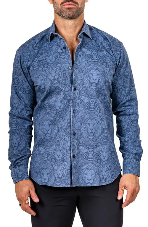 MACEOO Fibonacci Marthy Contemporary Fit Button-up Shirt - Blue