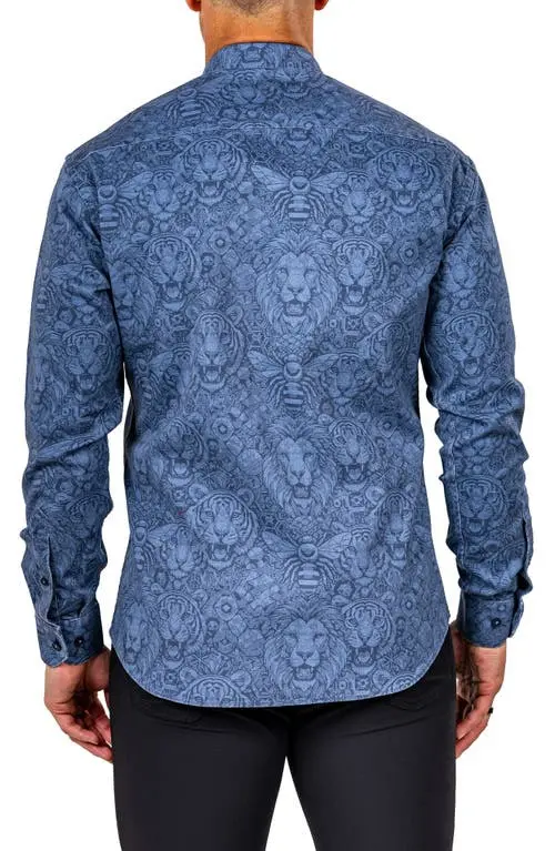 MACEOO Fibonacci Marthy Contemporary Fit Button-up Shirt - Blue
