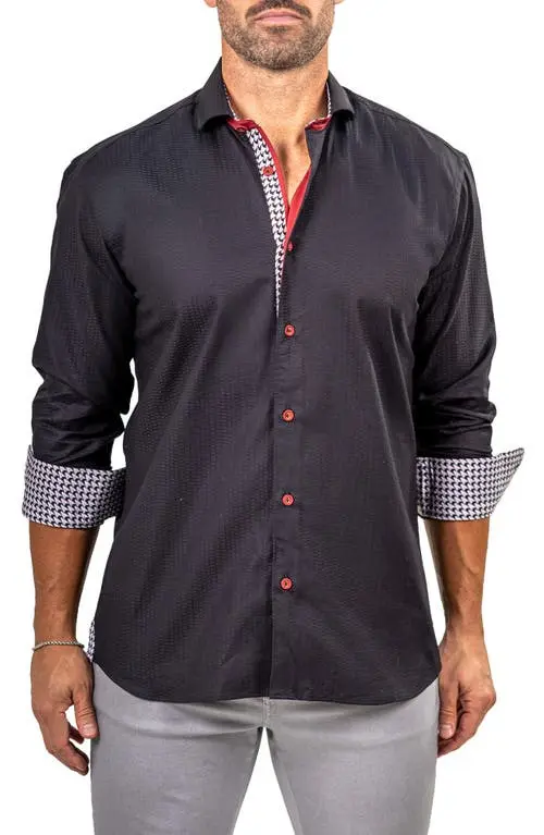 MACEOO Eins Marthy Contemporary Fit Cotton Button-up Shirt - Black