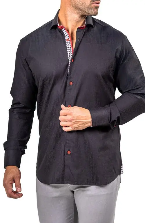 MACEOO Eins Marthy Contemporary Fit Cotton Button-up Shirt - Black