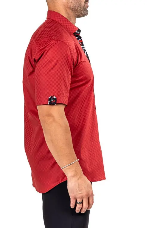 MACEOO Galileo Marthy Short Sleeve Cotton Button-up Shirt - Red