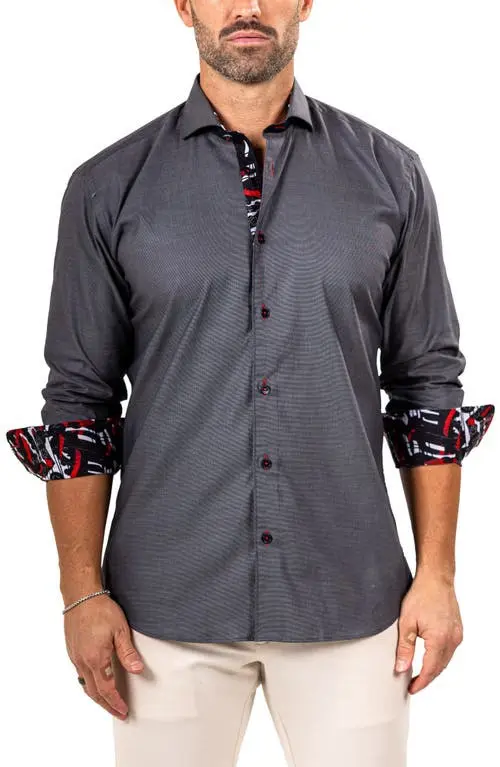 MACEOO Eins Marthy Contemporary Fit Cotton Button-up Shirt - Black
