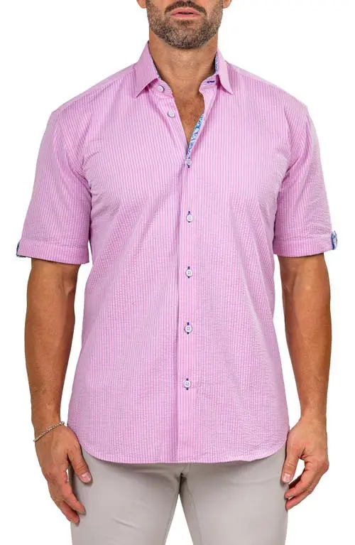 MACEOO Galileo Marthy Short Sleeve Cotton Button-up Shirt - Pink