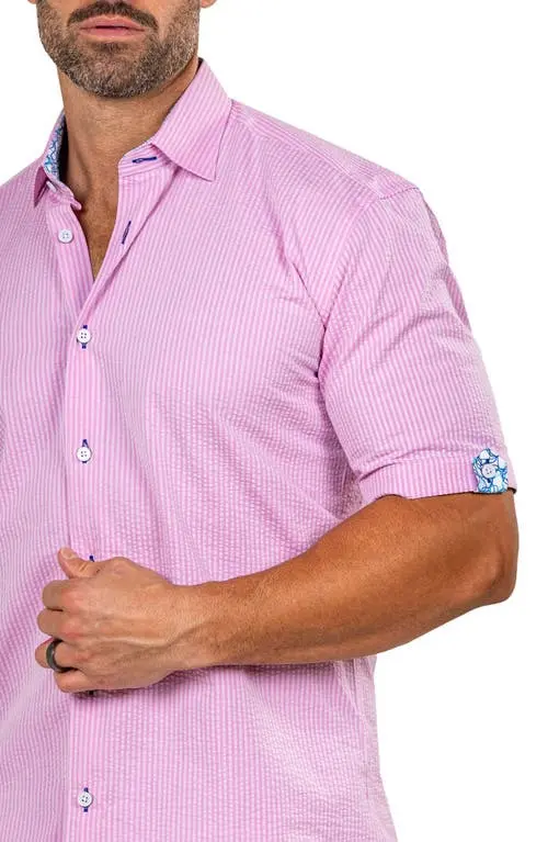 MACEOO Galileo Marthy Short Sleeve Cotton Button-up Shirt - Pink