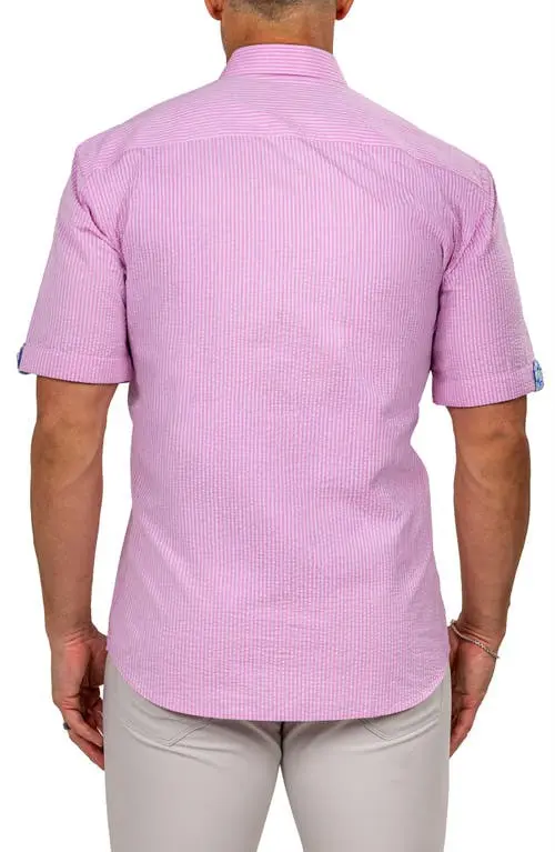 MACEOO Galileo Marthy Short Sleeve Cotton Button-up Shirt - Pink