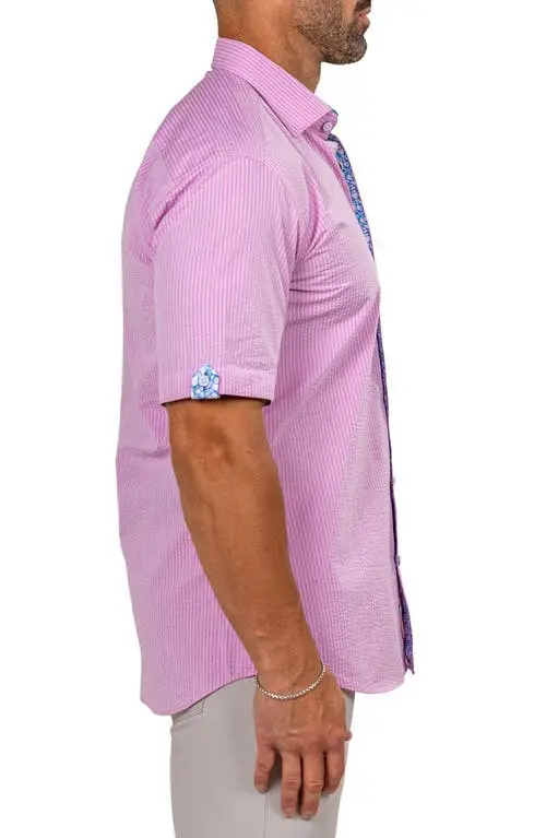 MACEOO Galileo Marthy Short Sleeve Cotton Button-up Shirt - Pink