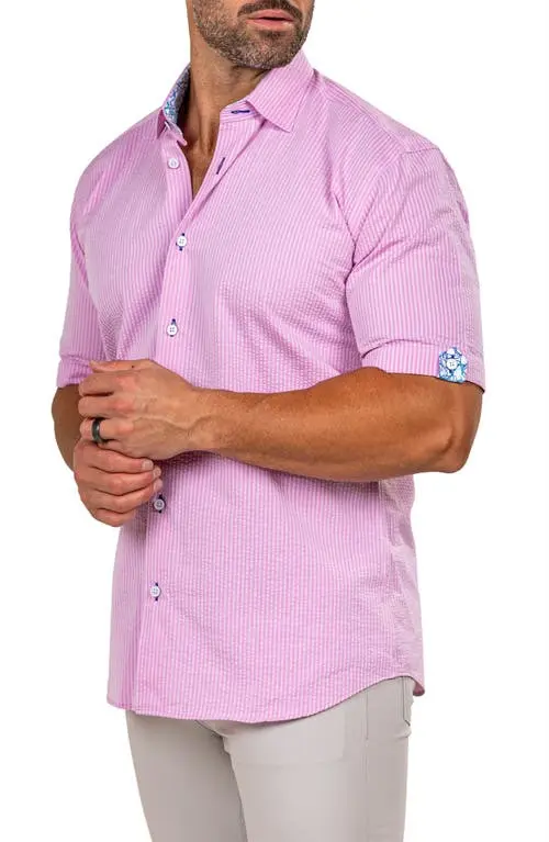 MACEOO Galileo Marthy Short Sleeve Cotton Button-up Shirt - Pink