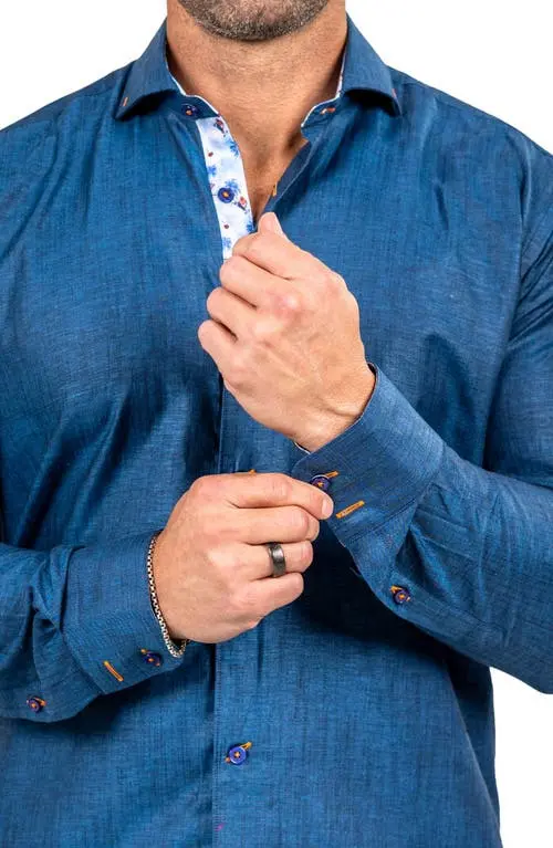 MACEOO Eins Marthy Contemporary Fit Button-up Shirt - Blue
