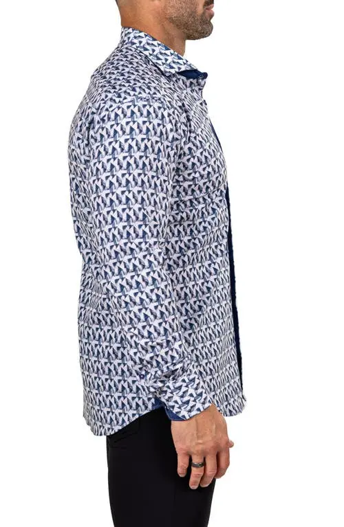 MACEOO Eins Marthy Contemporary Fit Button-up Shirt - White/blue