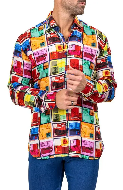MACEOO Fibonacci Marthyr 0299 Contemporary Fit Button-up Shirt - Red