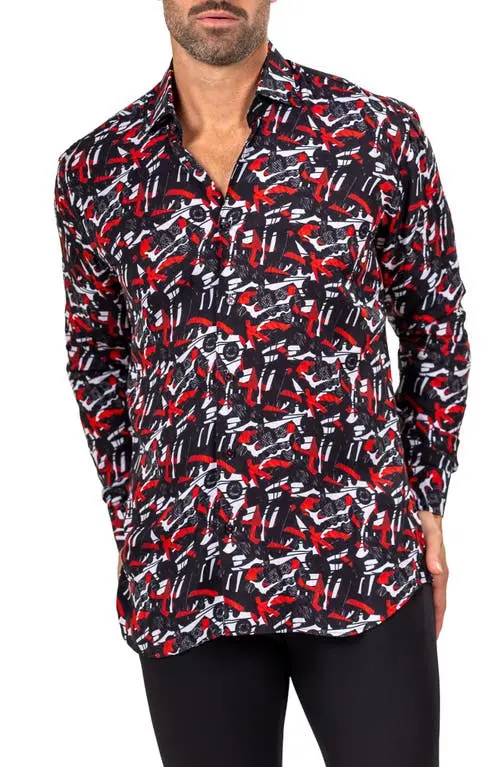 MACEOO Fibonacci Marthyr 0284 Contemporary Fit Button-up Shirt - Black