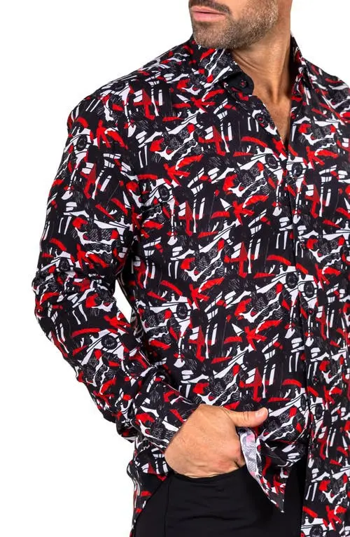 MACEOO Fibonacci Marthyr 0284 Contemporary Fit Button-up Shirt - Black