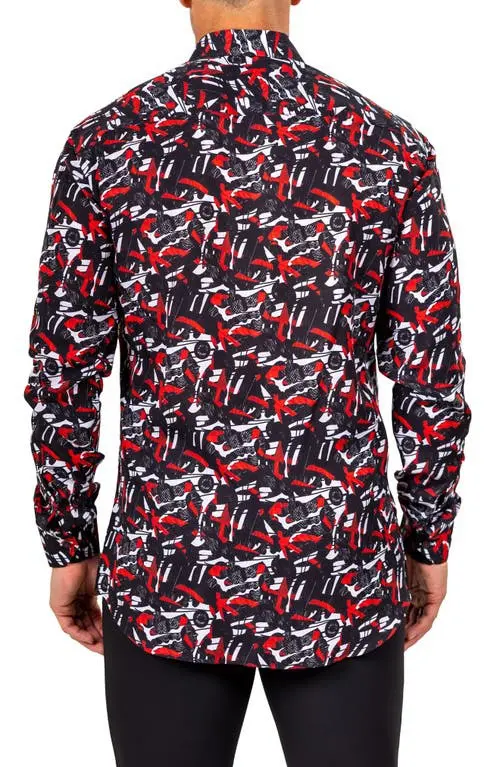 MACEOO Fibonacci Marthyr 0284 Contemporary Fit Button-up Shirt - Black