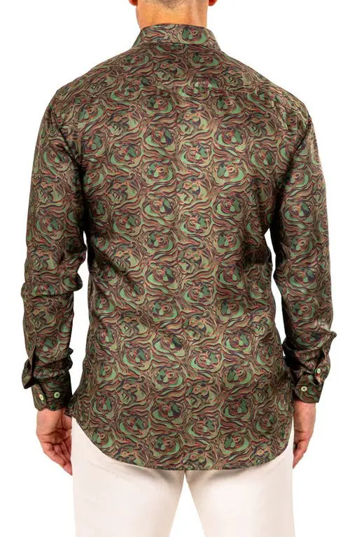 MACEOO Fibonacci Marthyr 0244 Contemporary Fit Button-up Shirt - Green