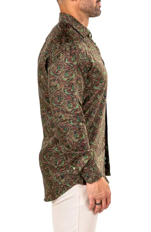 MACEOO Fibonacci Marthyr 0244 Contemporary Fit Button-up Shirt - Green