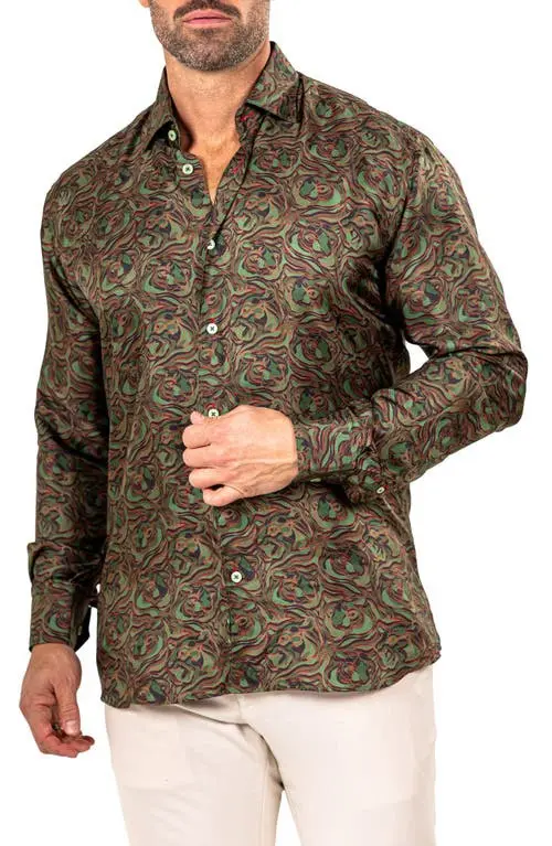 MACEOO Fibonacci Marthyr 0244 Contemporary Fit Button-up Shirt - Green