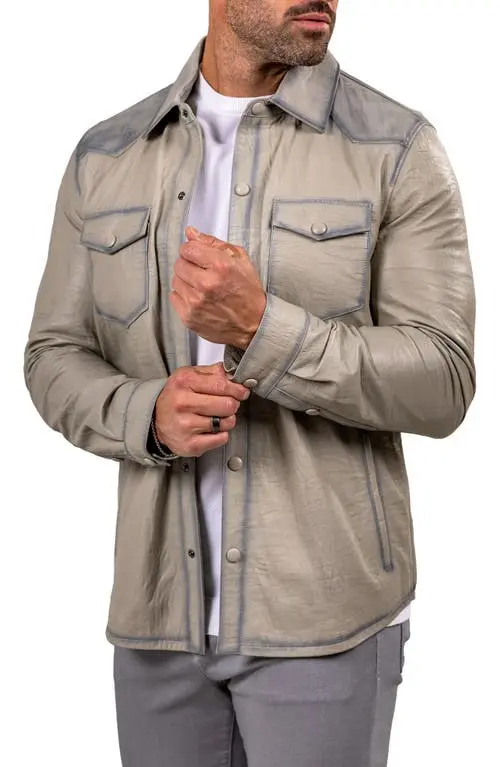 MACEOO Leather Shirt Jacket