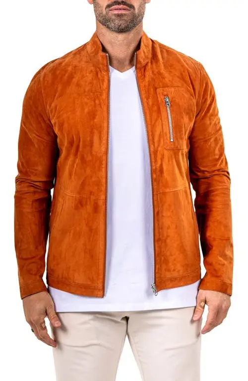MACEOO Lambskin Suede Jacket - Brown