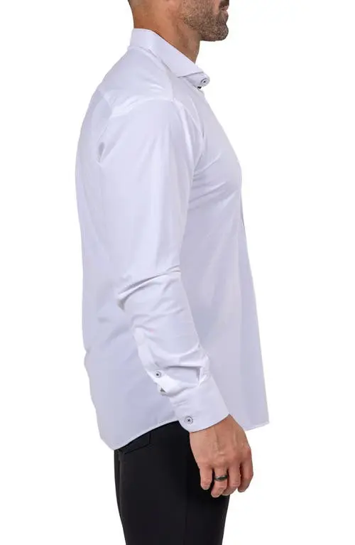 MACEOO Eins Shaped Fit Marthy3008 Knit Button-up Shirt - White