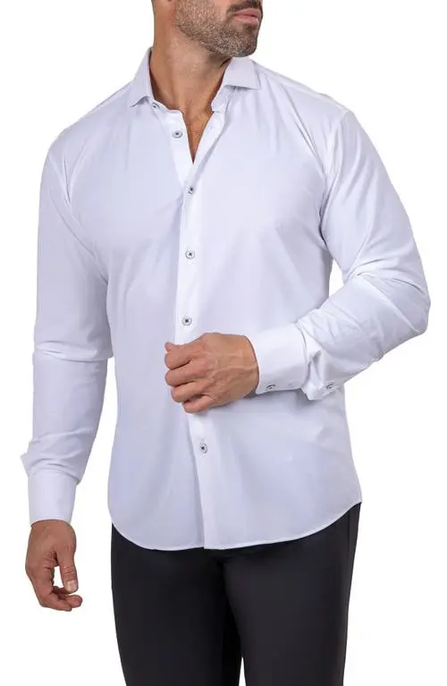 MACEOO Eins Shaped Fit Marthy3008 Knit Button-up Shirt - White