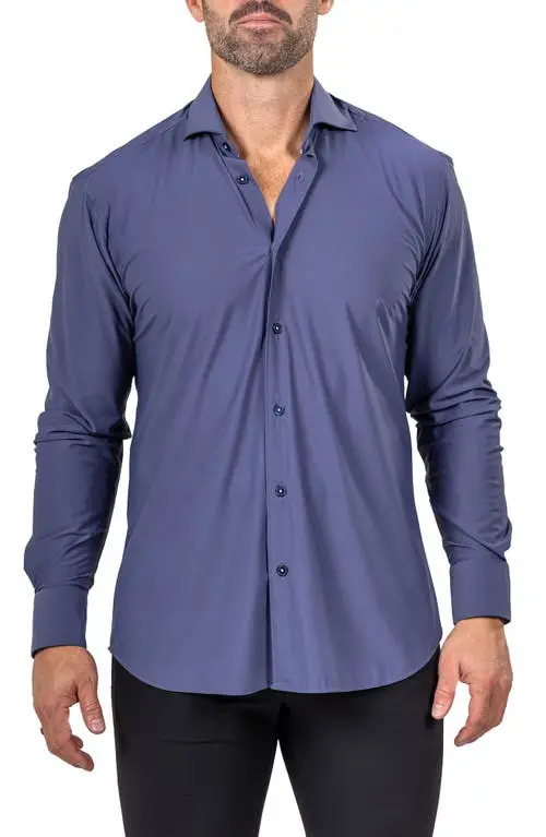MACEOO Eins Shaped Fit Marthy3011 Knit Button-up Shirt - Blue