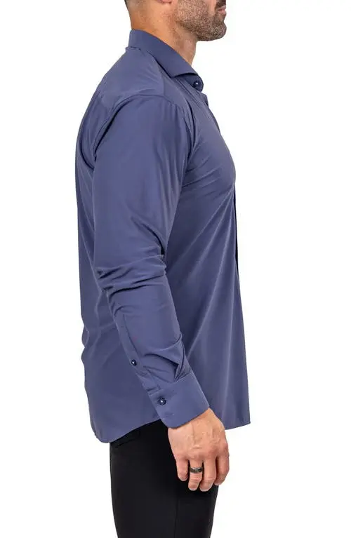 MACEOO Eins Shaped Fit Marthy3011 Knit Button-up Shirt - Blue